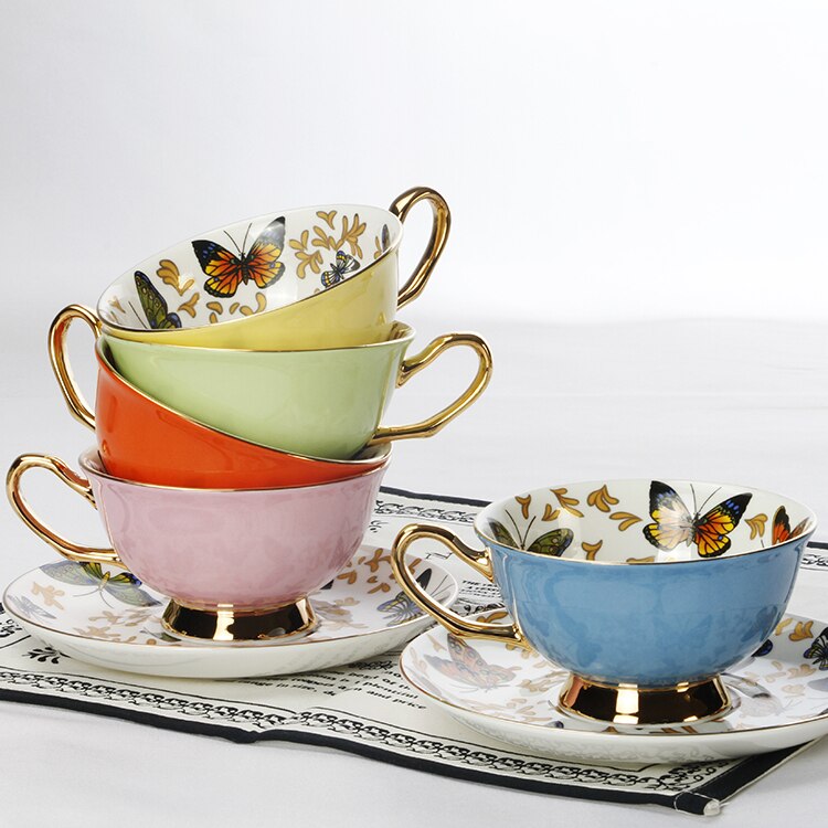 European bone china coffee cups and saucers set po... – Vicedeal