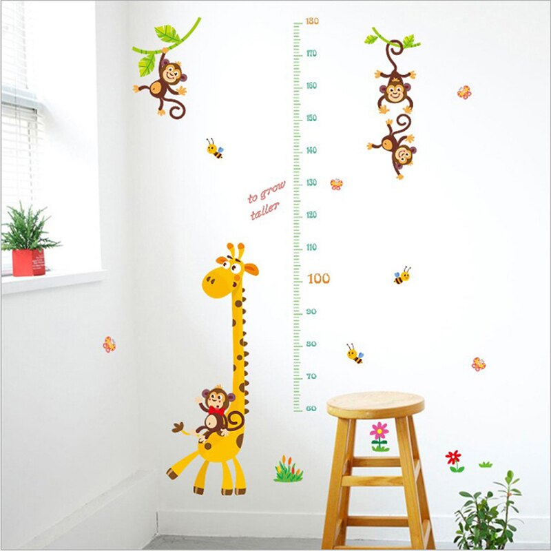 Cartoon Giraffe Height Measure Wall Sticker backdr... – Grandado