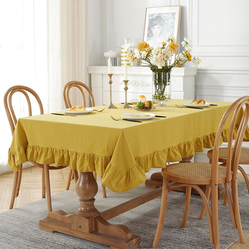 Simple Lotus Leaf Edge Table Cloth Household Cotto... – Grandado