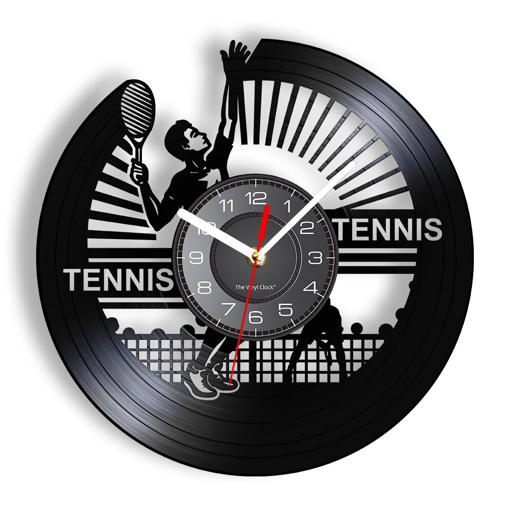 Tennis Wall Clock Tennis Player Silhouette Vinyl R... – Grandado