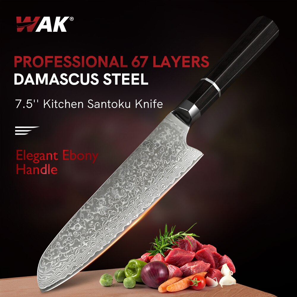 WAK 7.5'' Damascus Steel Santoku Knife Kit... – Vicedeal