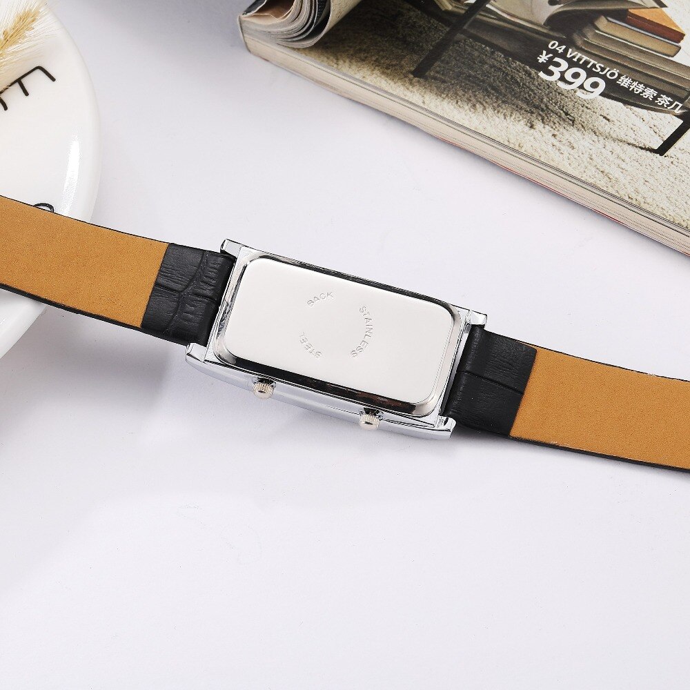 Men Women Watch Double Dial Quartz Leather Rectang... – Vicedeal