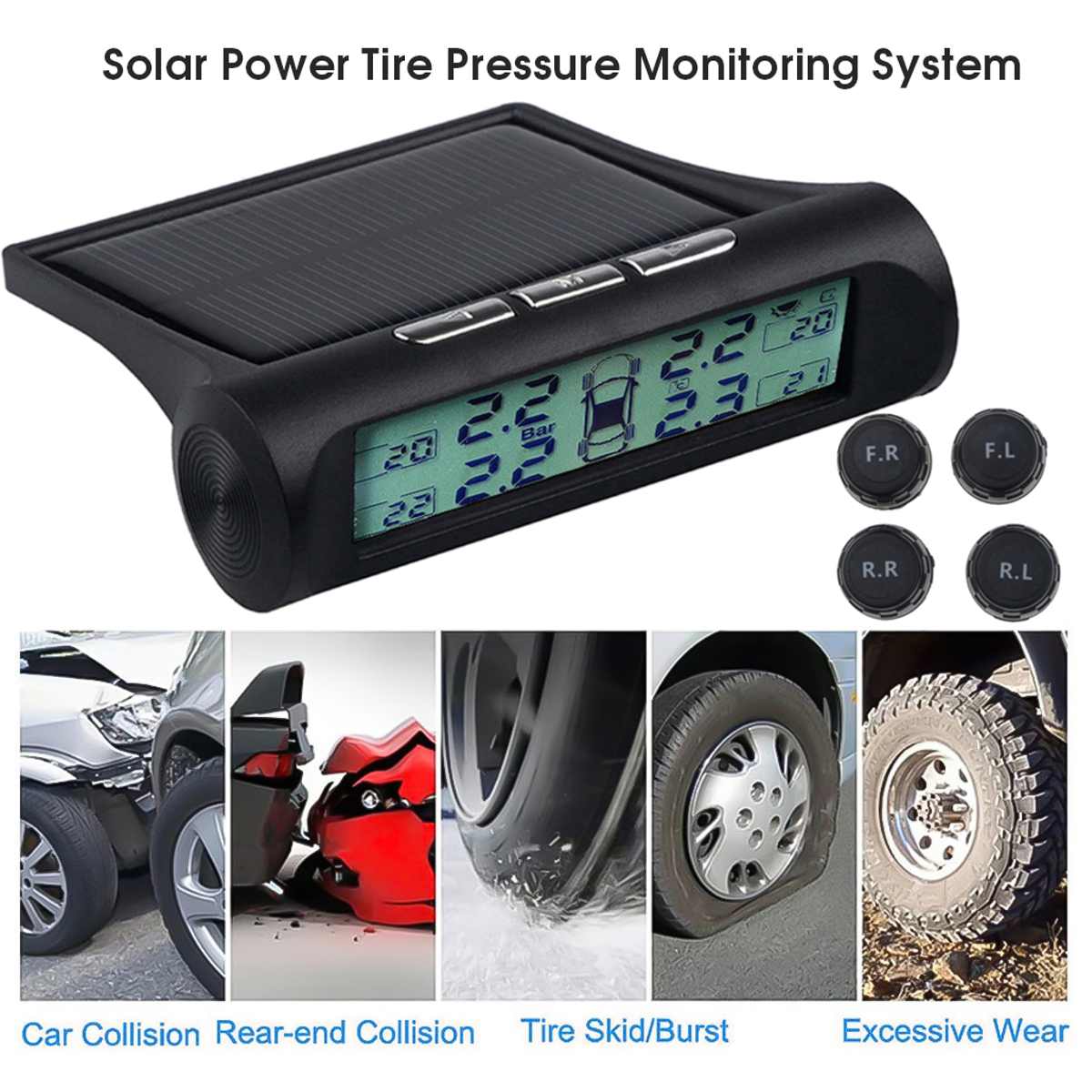 4 Sensors Car Tire Pressure Alarm Tpms Digital Dis Grandado