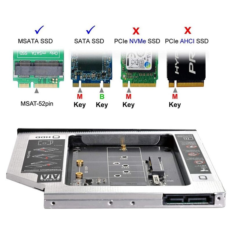 MSATA NGFF B/M-Key SSD To Slimline SATA 13Pin Cadd... – Vicedeal