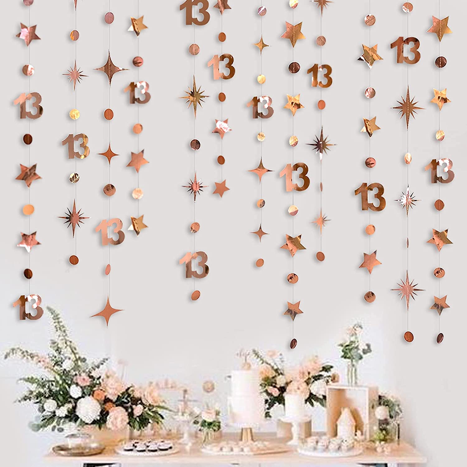Rose Gold 13th Girls Birthday Garlands Decorations... – Grandado