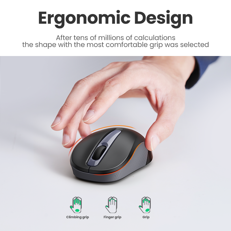 UGREEN Mouse Wireless Ergonomic Shape Silent Click... – Grandado