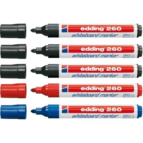 Edding 260 Whiteboard Pen 3 Black 1 Blue 1 Red – Grandado