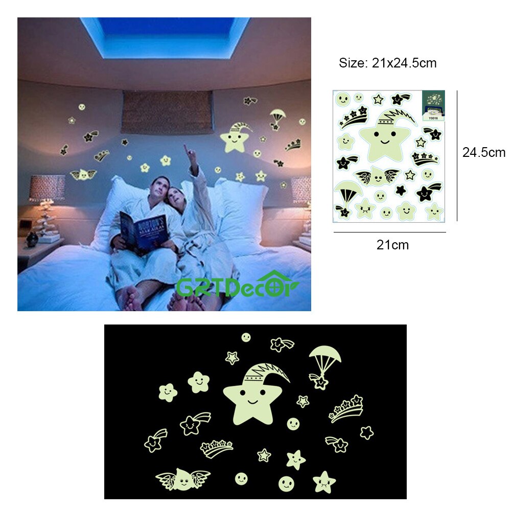 Night Luminous Wall Stickers Glowing Leaf Pattern ... – Grandado