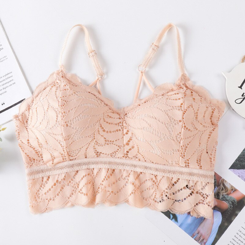 Sexy cross back lace wrapped bra bra with bra cush... – Grandado