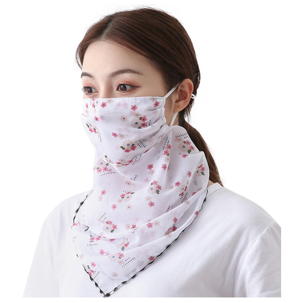 Women Chiffon Mask Scarf Dustproof Wraps Floral Pr... – Vicedeal