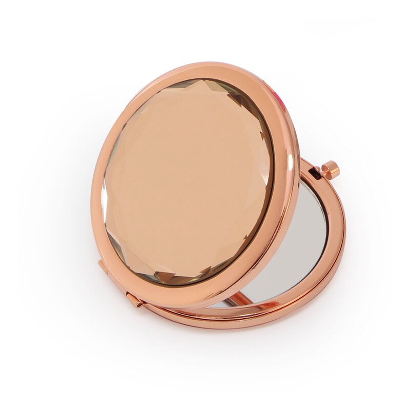 Rose gold Metal Compact Mirror Crystal Champagne J... – Grandado