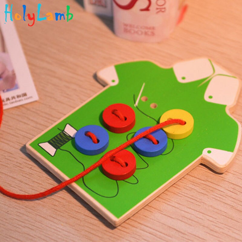 Educational Wooden Toys Wear The Button Threading ... – Vicedeal