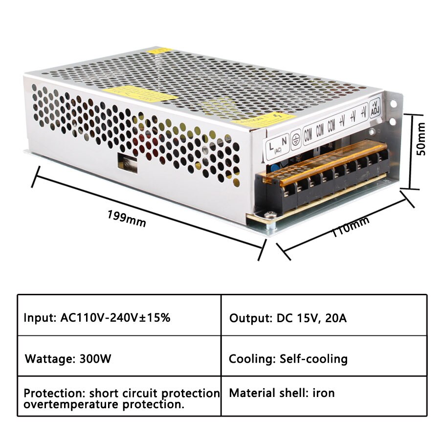 Transformator AC DC 15V Netzteil Adapter Universal... – Grandado