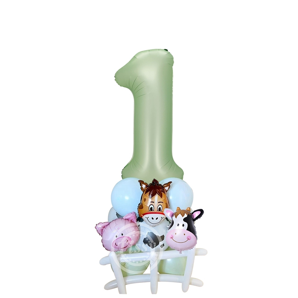 23pcs Carton Farm Animal Balloon Tower Green Numbe... – Grandado