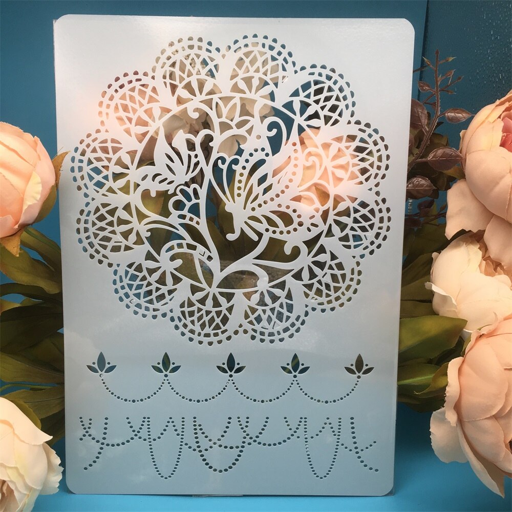 29*21cm A4 Butterfly Flowers Circle DIY Craft Laye... – Grandado