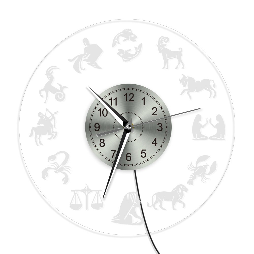 Zodiac Sign Wall Clock Modern Nightlight Luminous ... – Grandado