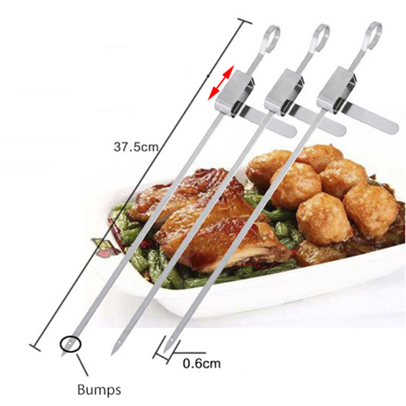3/6pcs 14.7'' Stainless Steel Skewers Flat Meat BB... – Grandado