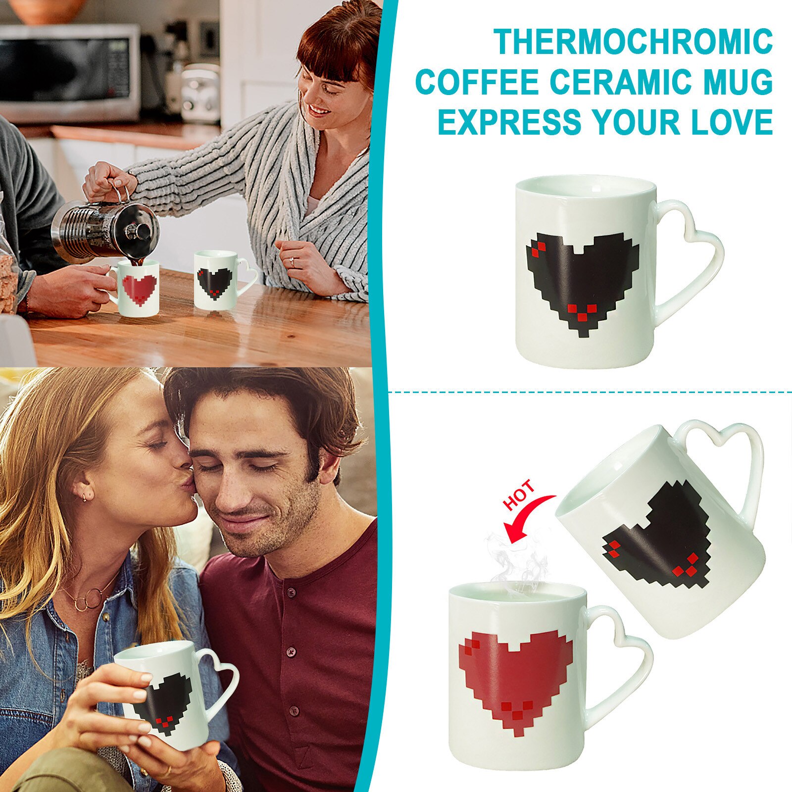 Saintgace Thermal Color Change Ceramic Mugs love h... – Grandado