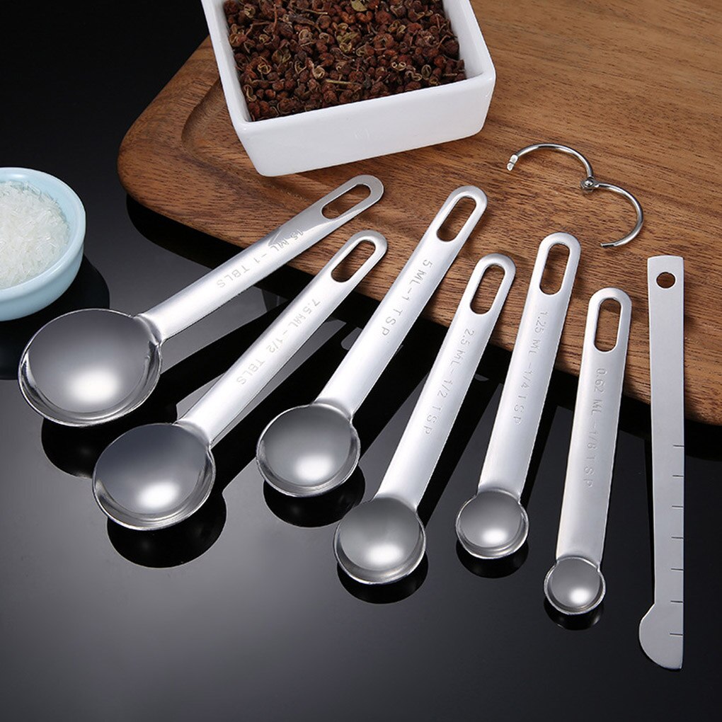 7pcs Measuring Spoons Ruler Stainless Steel Tea Sp... – Vicedeal