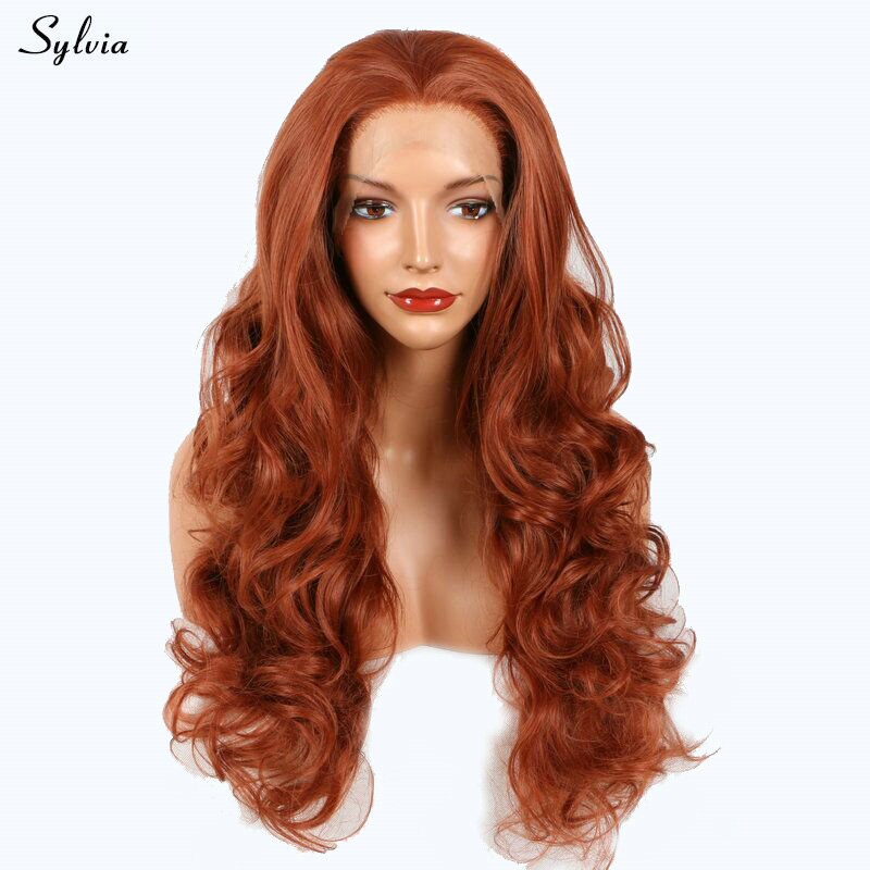 Sylvia Loose Wave Long Hair Copper Red/Dark Orange... – Vicedeal