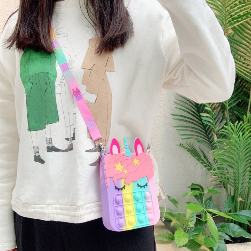 Cute Unicorn Pop Messenger Bag Bulk Fidget Toy Pus... – Grandado