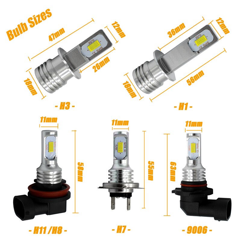 Bombilla LED antiniebla H1 H3 H7 9006 HB4 H11 H8 p... – Vicedeal