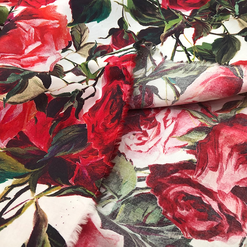 100 rode roos katoen stof 145cm vrouw zomer jurk b... – Vicedeal