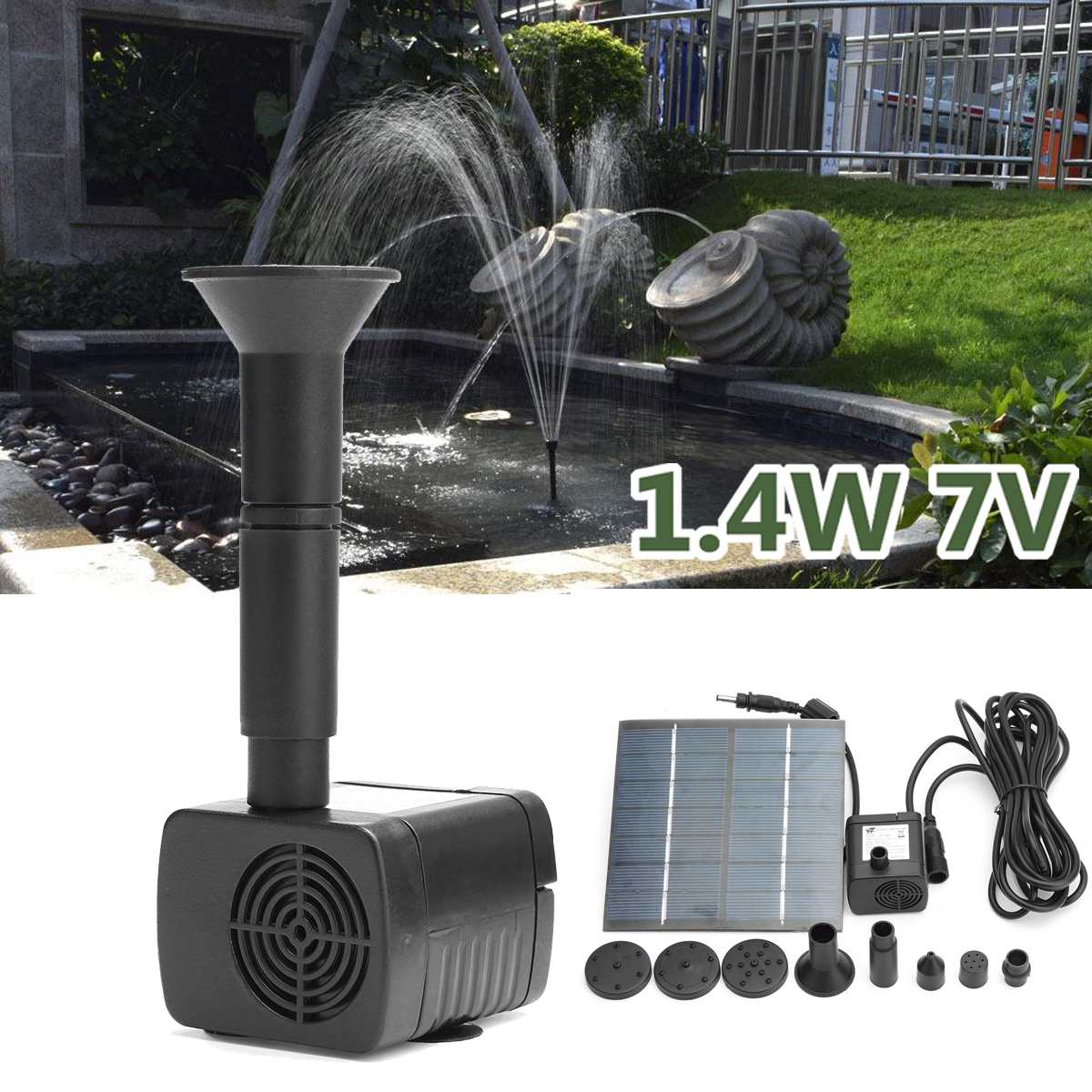 200LPH 7V Tuin Fontein Zwembad Vijver Cascade Zonn... – Grandado