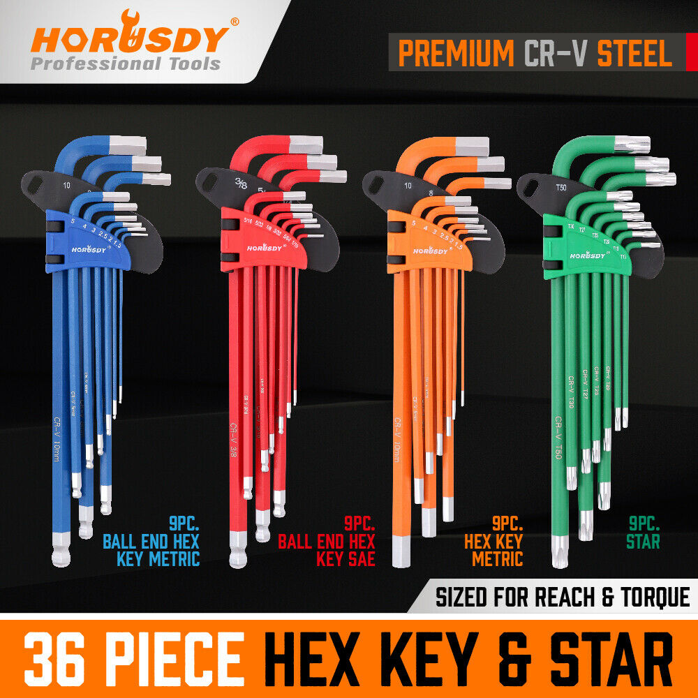 36pc Hex Key Allen Wrench Set Ball End SAE Metric ... – Vicedeal