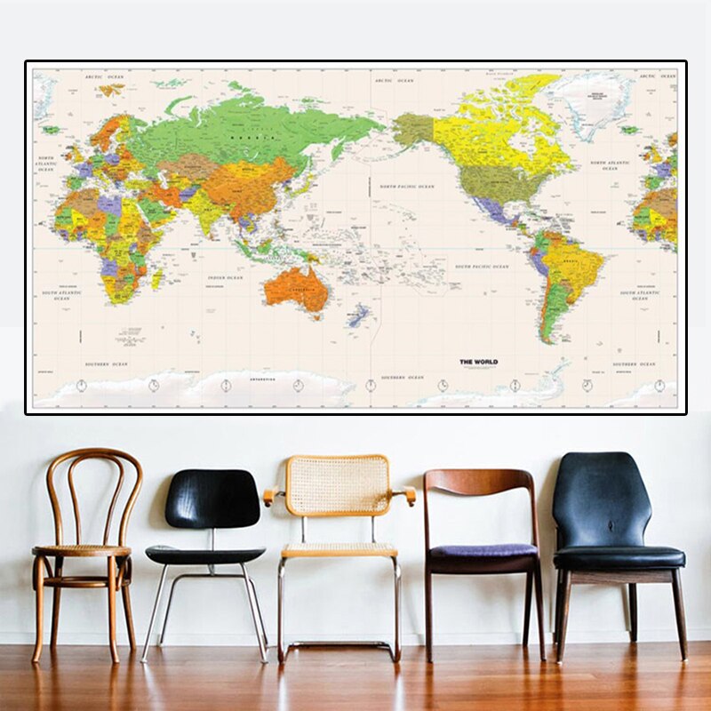 225*150cm The World Vintage Map Non-woven Canvas P... – Grandado