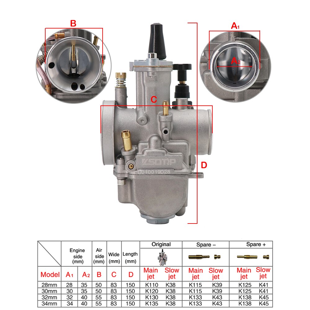 ZS Racing 28 30 32 34mm Modified Keihin PWK Motorc... – Grandado