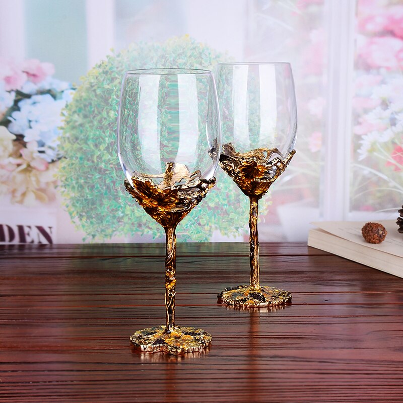 Classic golden crystal glass goblet Vintage decorative wine glass cup ...