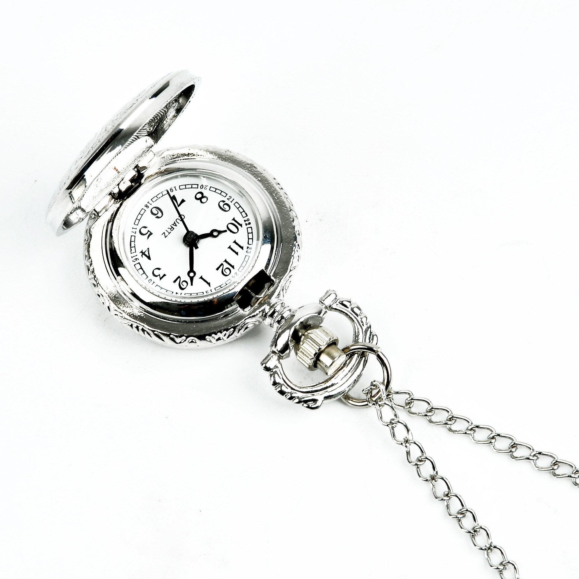 Wild simple small silver apple pocket watch – Grandado