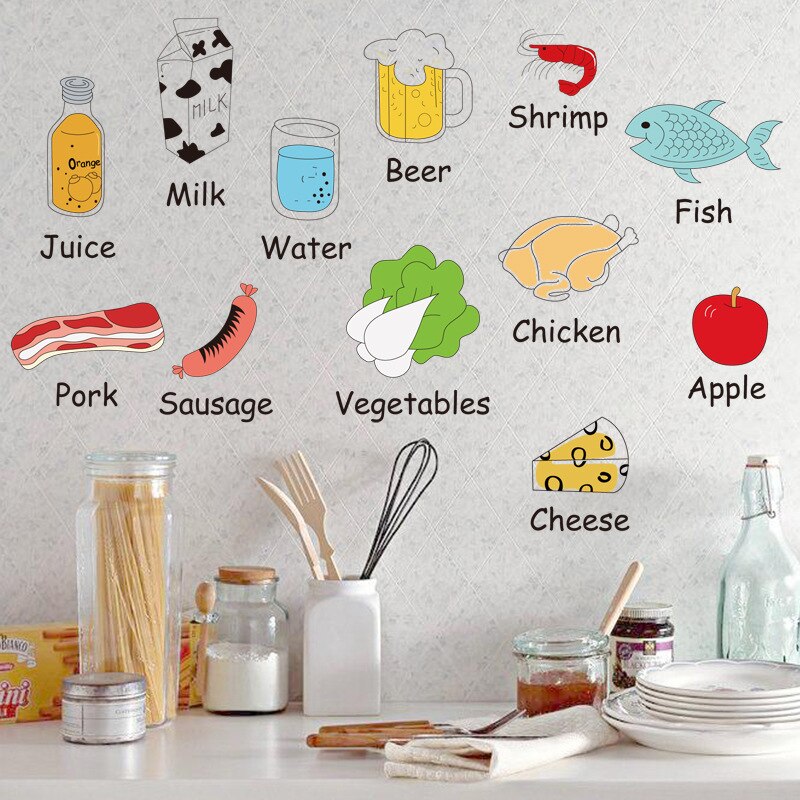Funny Cartoon Food Wall Stickers Early Learning Fo... – Grandado
