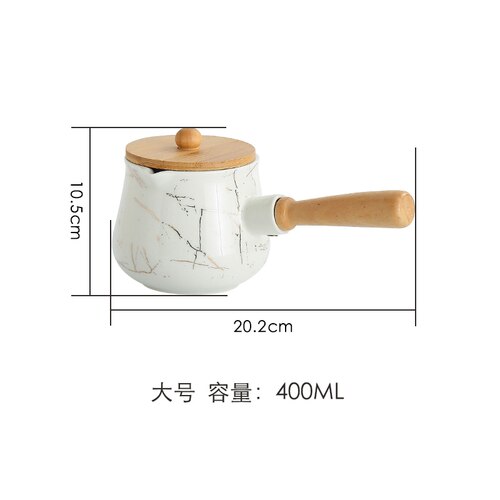 White Gold Pattern Ceramic Milk Jug Wooden Handle ... – Grandado