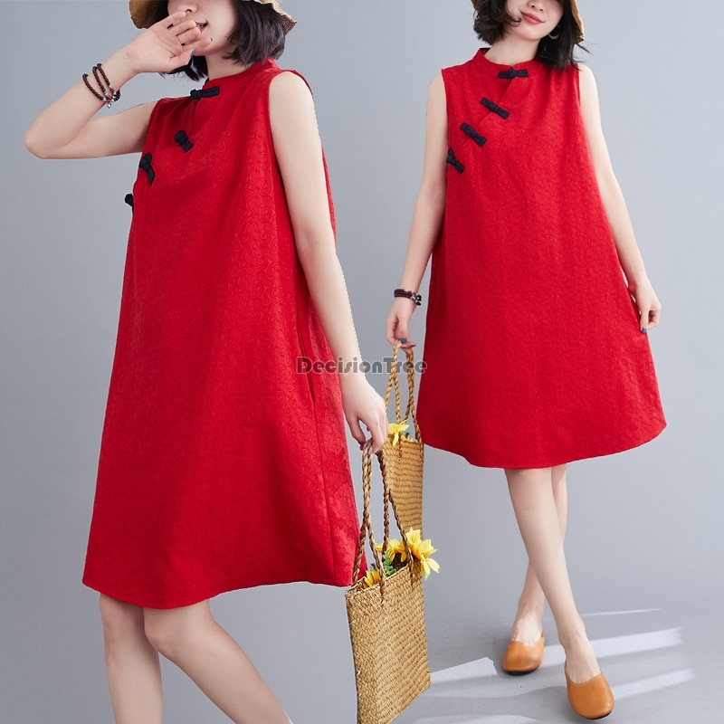 women chinese style linen cotton qipao dress lady ... – Grandado
