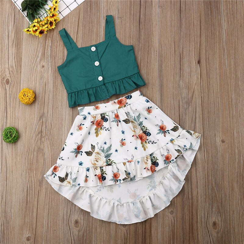 Emmababy 2Pcs Toddler Baby Girl Ruffle Tops Floral... – Grandado