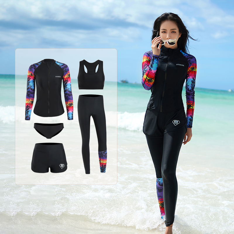 Long Sleeve Rash Guard Women Print 5 Pieces Sport ... – Vicedeal