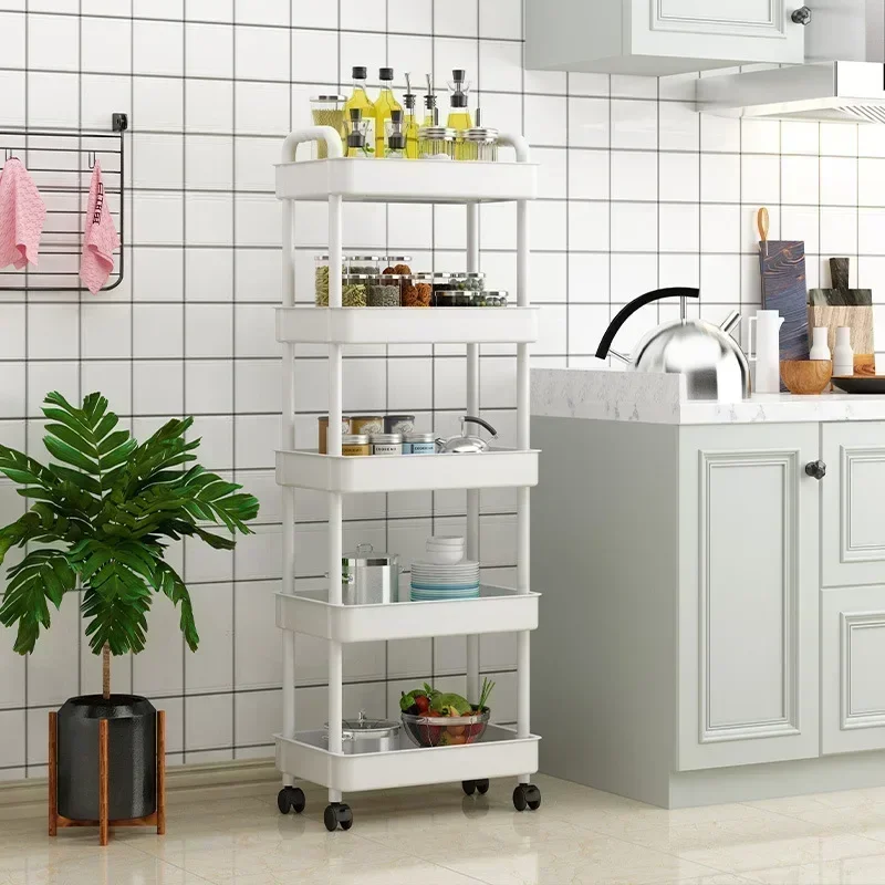 Plastic trolley storage rack, floor standing, kitc... – Grandado