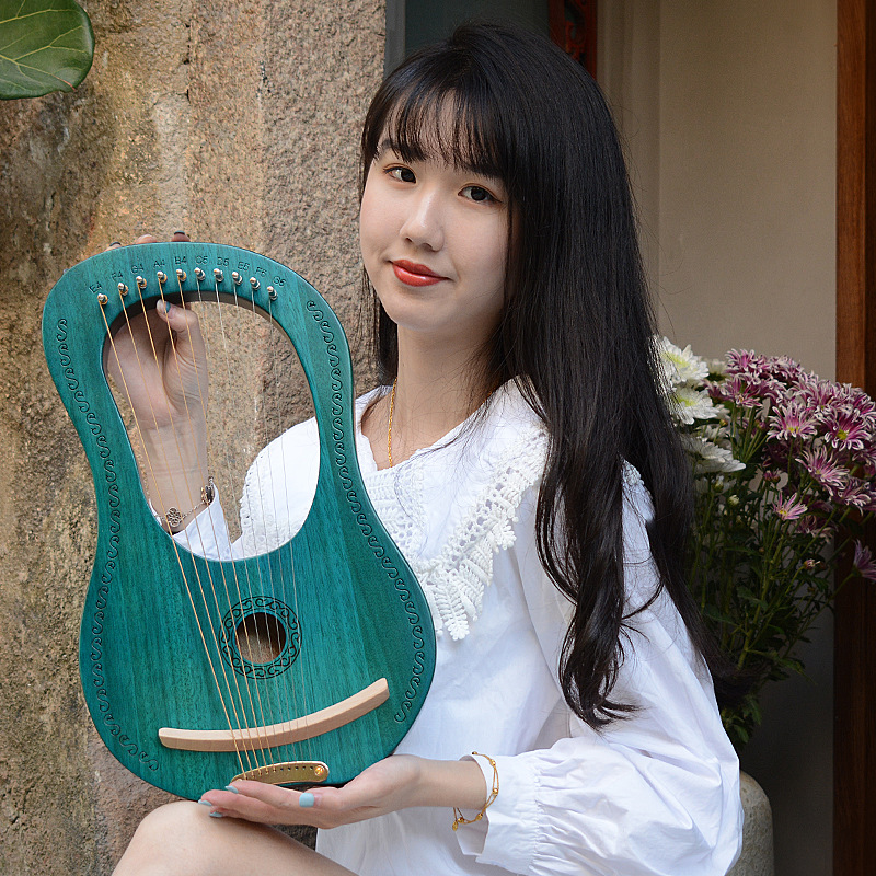 10 String Lyre Harp Vintage Reindeer Pattern Mahog... – Grandado