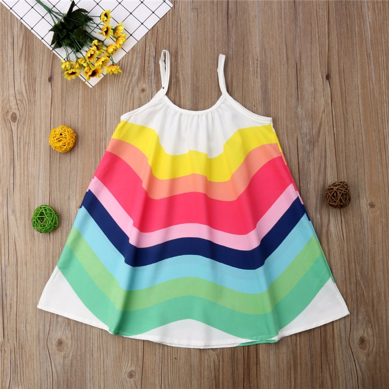 Toddler Colorful Rainbow Dress Girls Kid Baby Girl... – Vicedeal
