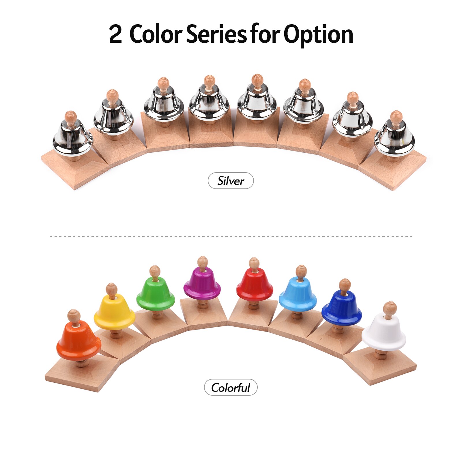 8 Note Percussion Bell Set 8pcs Handbell Hand Bell... – Grandado