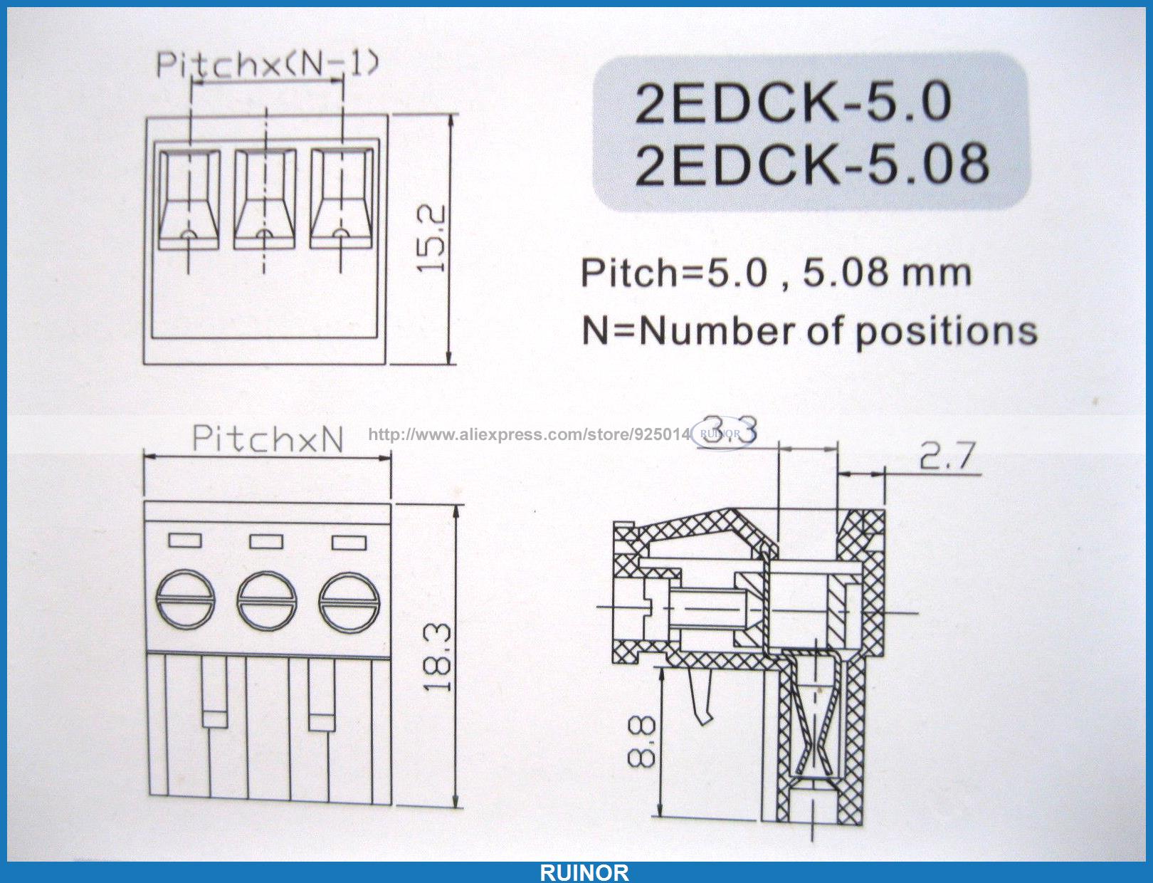 20 stks 5.08mm Hoek 2 Pin Schroef Blokaansluiting ... – Vicedeal