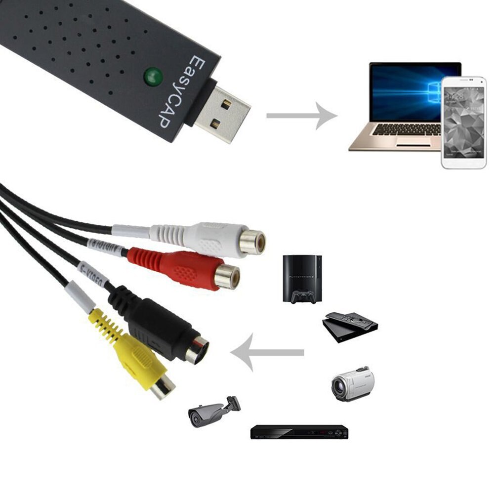 USB Video Capture Card Adapter TV DVD VHS Captura ... – Grandado