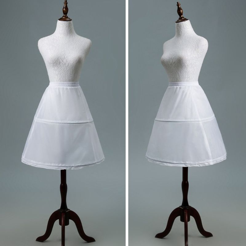 Kids Flower Girls 2 Hoop Single Layer A-Line Crino... – Grandado