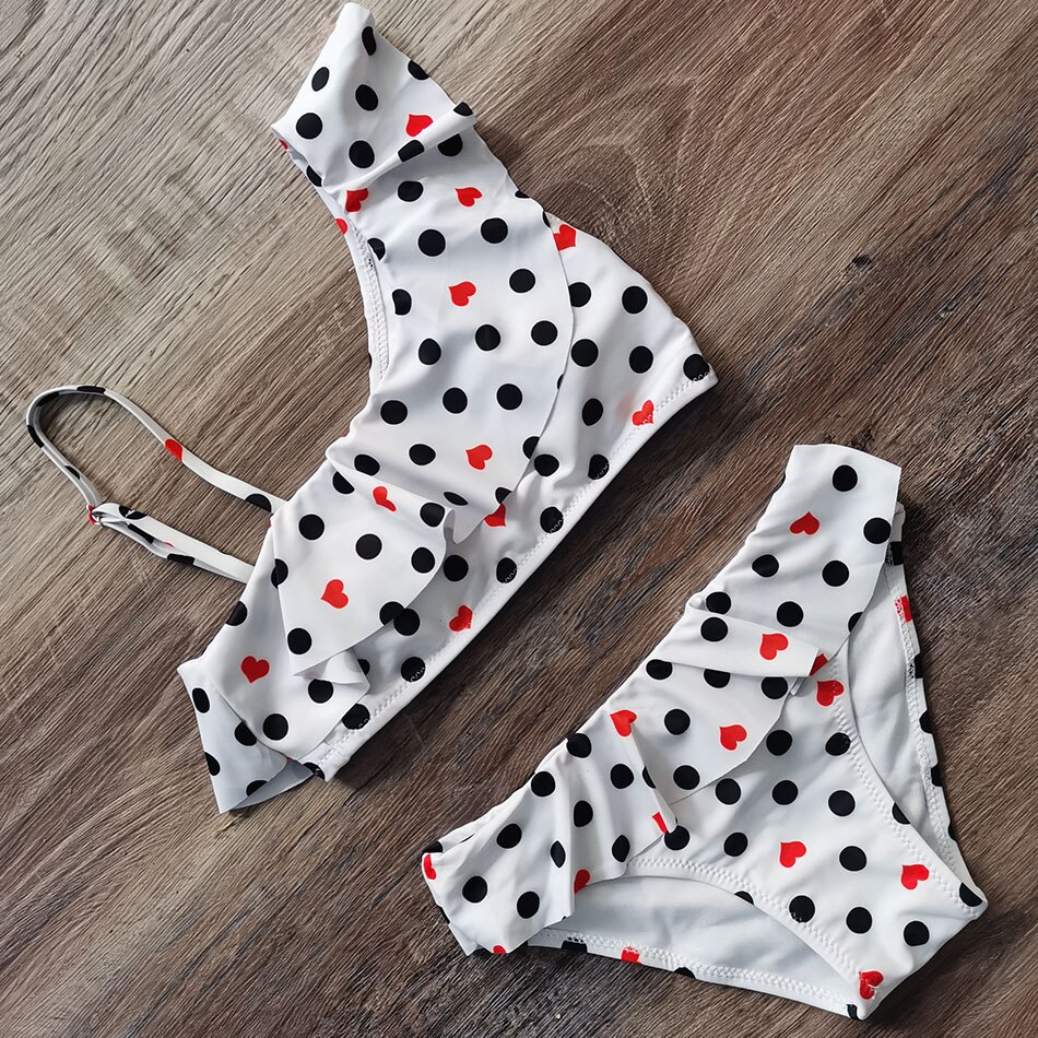 Polka Dot Girl Swimsuit Ruffle Two Piece Children'... – Vicedeal