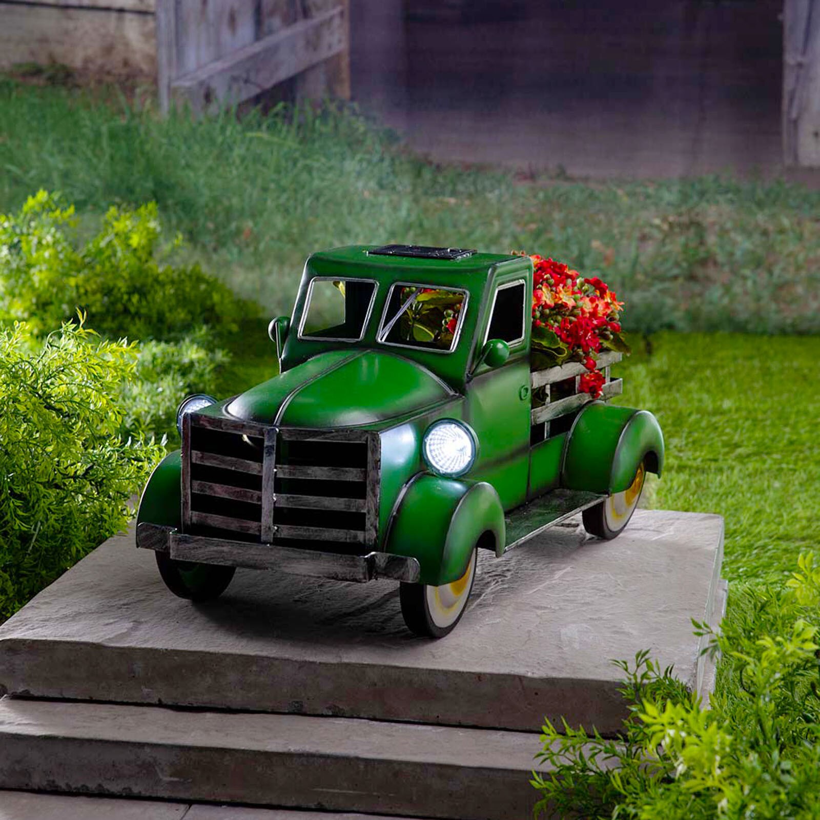 1pcs Red Retro Style Solar Pickup Truck Garden Law... – Vicedeal