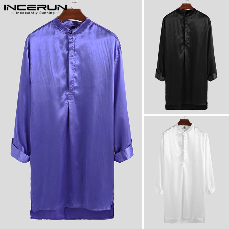 INCERUN Men Jubba Thobe Muslim Arabic Islamic Kaft... – Grandado