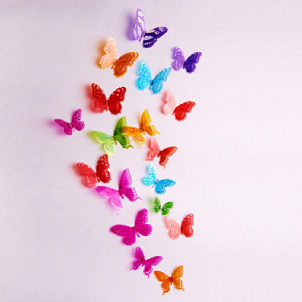 18 Pcs Wall Sticker 3D Colorful Butterfly Wallpape... – Grandado