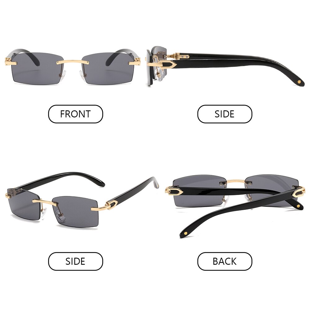 1PC Gradient Rimless Rectangle Sunglasses UV400 Vi... – Grandado